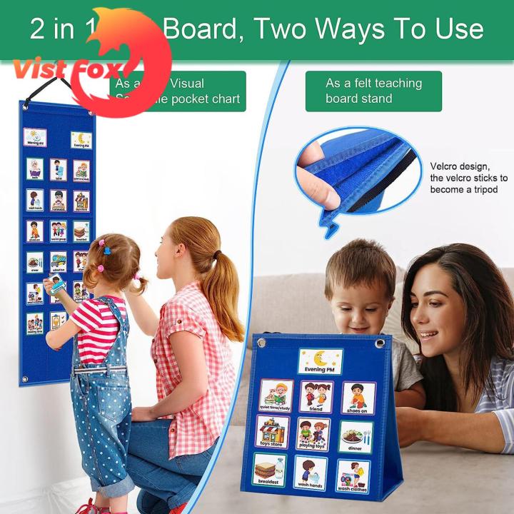 Visual Timetable Cards Calendar Kids Visual Schedule Chart 2-in-1 Daily ...