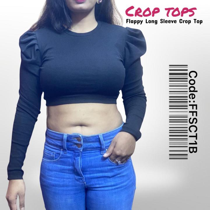 Flappy Long Sleeve Crop Top | Daraz.com.bd