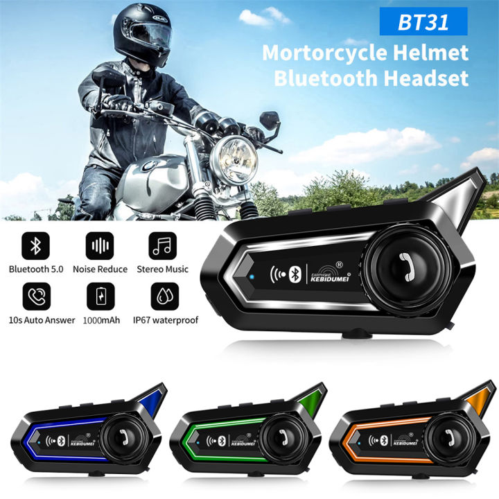 BT31 Motorcycle Helmet Headset Bluetooth Interphone Waterproof Wireless ...