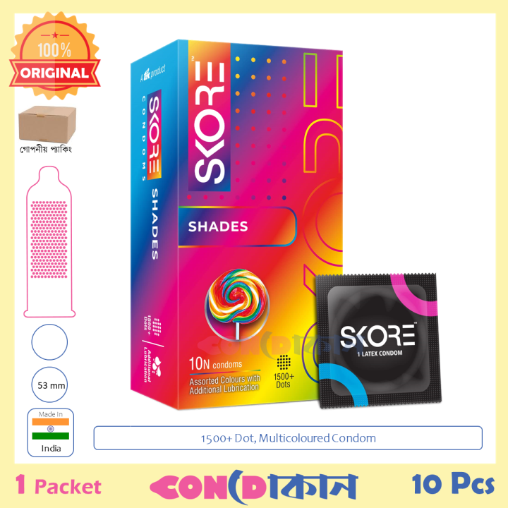 SKORE 1500+ Dots Shades Assorted Colours Condom 1 Pack (10 Pcs) | Daraz.com.bd