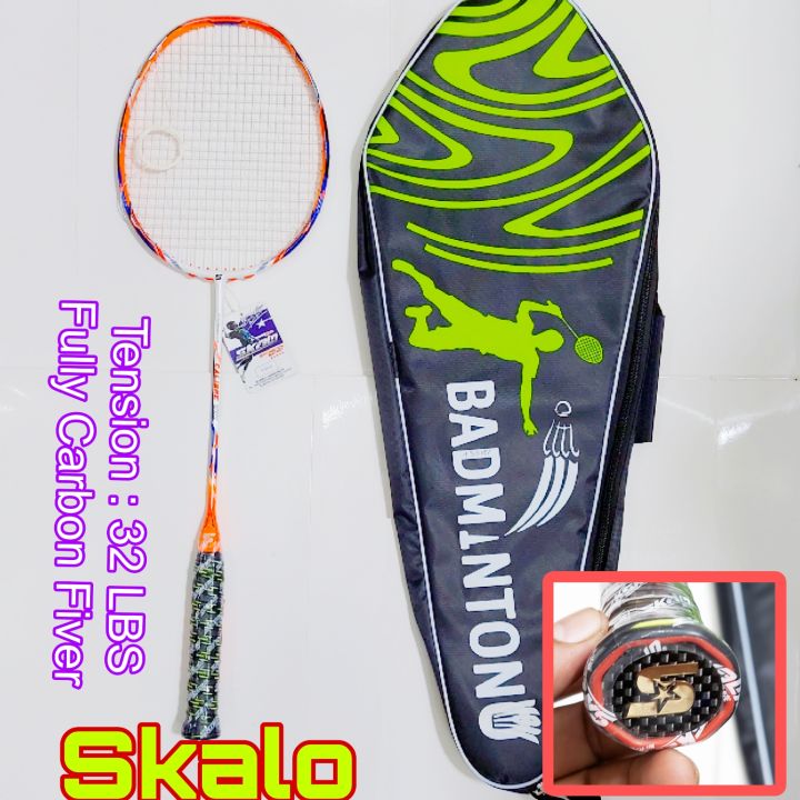 SKALO Badminton Racket 32 LBS Mashing Gadding With Yonex BG 65 String ...