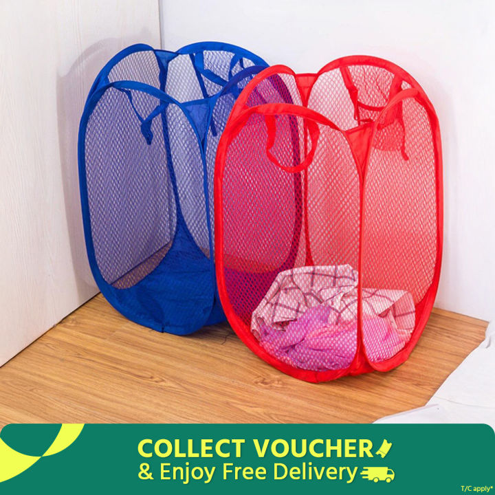 Foldable Laundry Bag Pop Up Mesh Washing Laundry Basket Bag Hamper ...