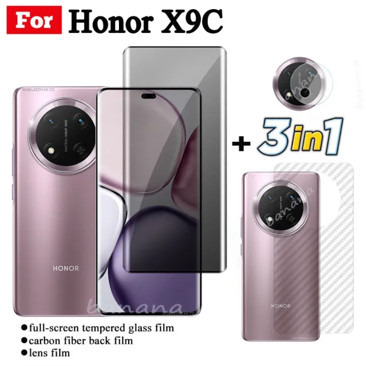 3 in 1 Honor X9C 5G Curved Privacy Tempered Glass for Honor X9B X9A X8C ...