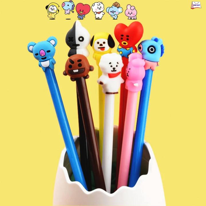 BT21 Pen Cartoon BTS Cute Ballpoint Pen - Full Set 8PCS | Daraz.com.bd