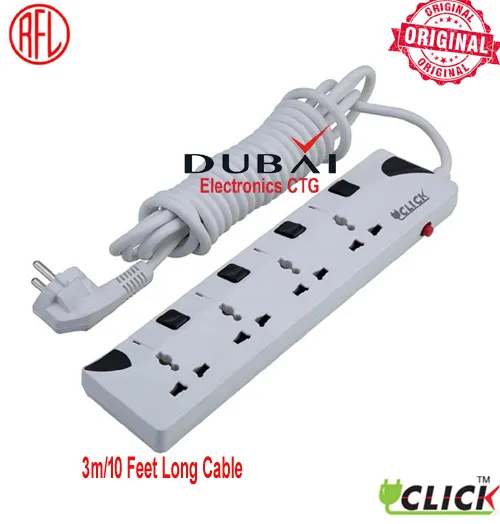 Click 4 port 10 feet Cable, Multi extension. | Daraz.com.bd