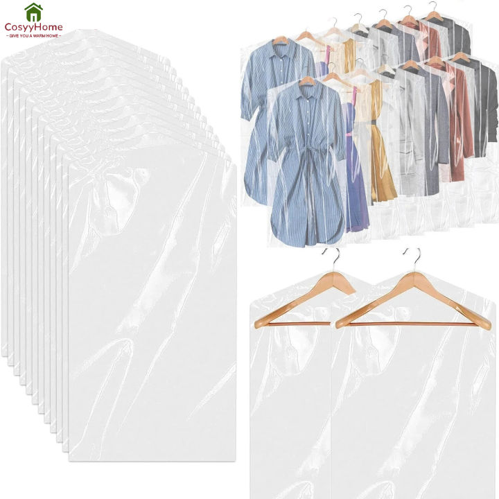 50/10Pcs Transparent Plastic Clothes Dust Cover Apparel Waterproof ...