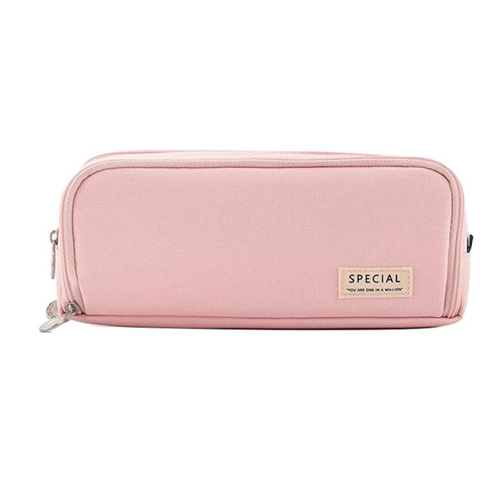 ANGOO Pencil Case 3 Compartment Pouch Pen Bag for School Teen(Pink ...