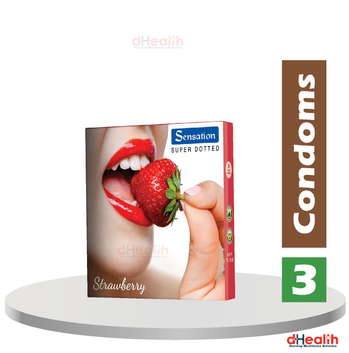 Sensation Supper Dotted Strawberry Condoms Single Pack (3x1=3) | Daraz.com.bd