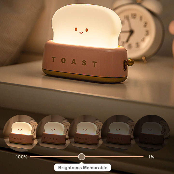 Toast Lamp Night Light for Kids Cute Toaster Night Light Dimmable Led ...
