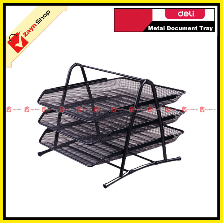 Deli 9181 metal Document trays 3 layer file basket file tray | Daraz.com.bd