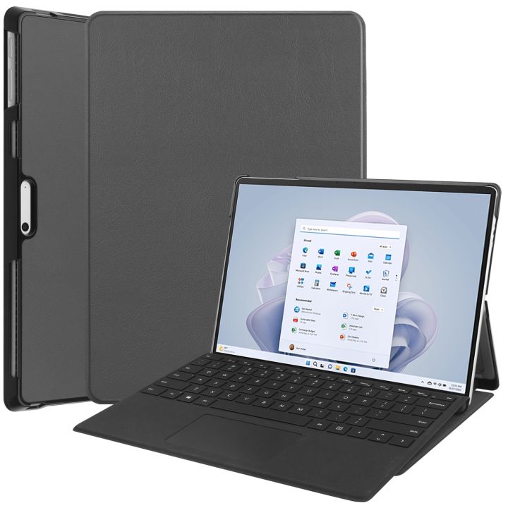 For Microsoft Surface Pro 9 Custer Pure Color Holder Leather Case ...