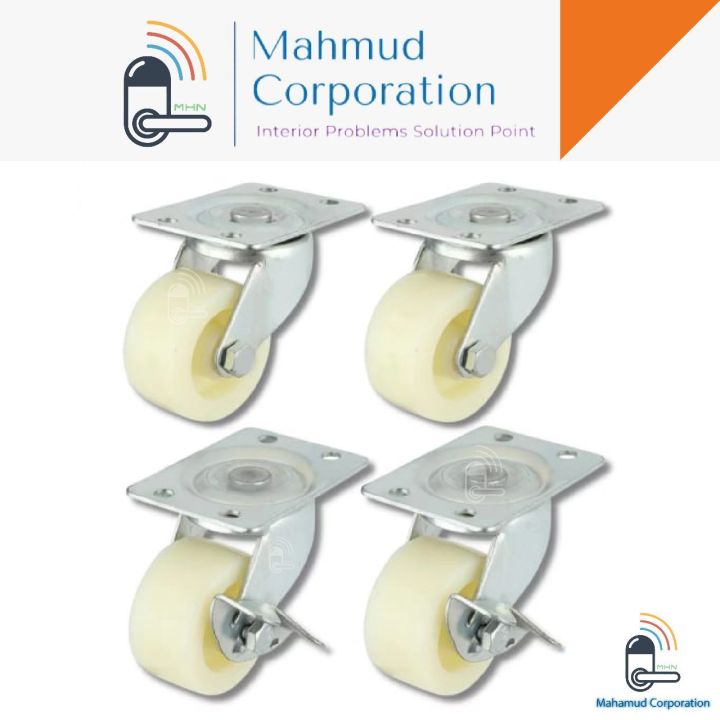 2" 4PC Universal Swivel Casters Furniture Wheel Castor White PP Nylon ...