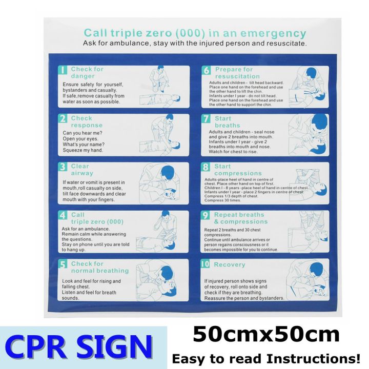 CPR Resuscitation Chart Large Sign Safety Sticker PVC Swimming Pools ...
