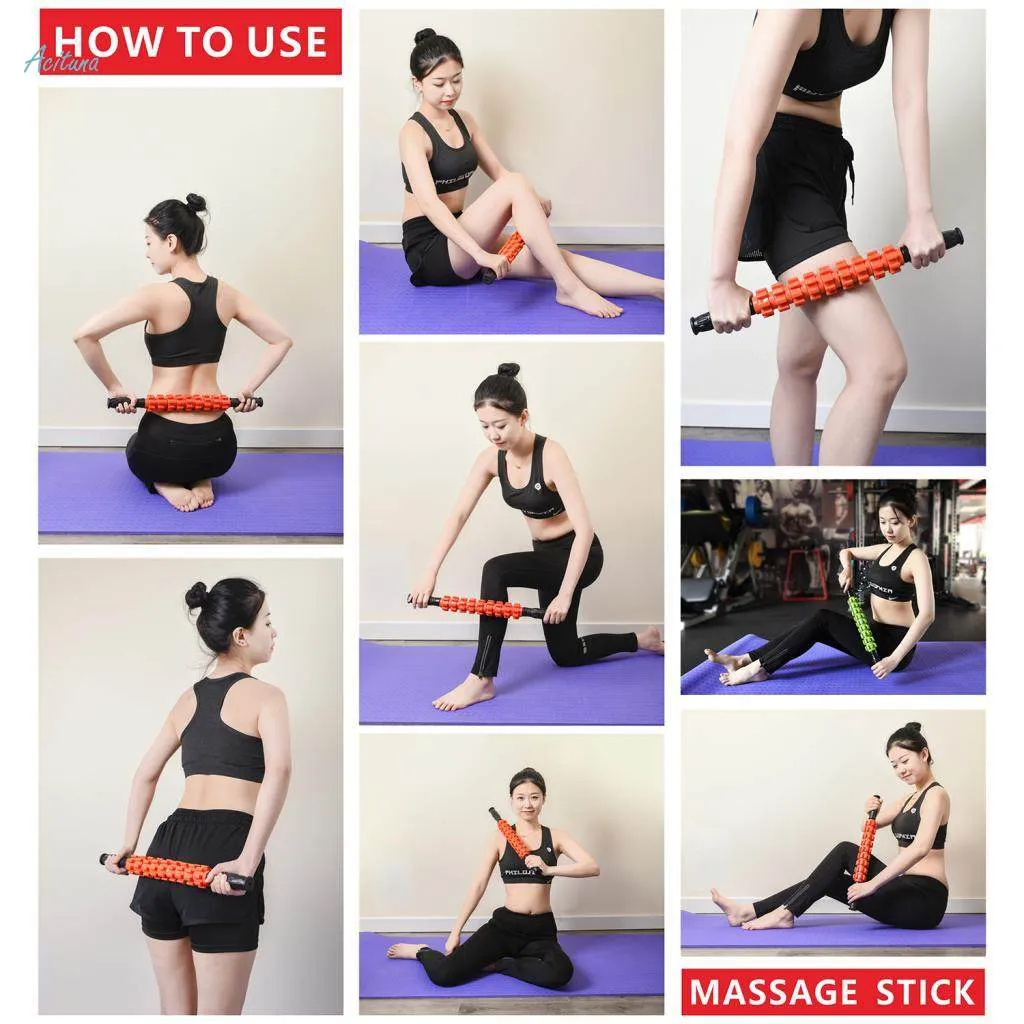Handheld Massage Roller Stick Full Body Deep Tissue Massage Tool Orange ...