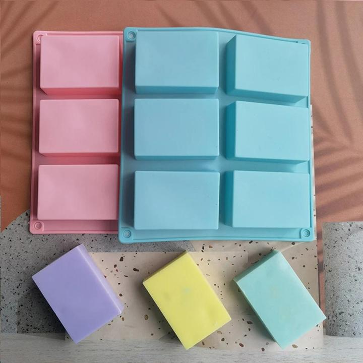 6 Cavity Square Plain Soaps Mold Rectangle DIY Handmade Soap Form Tray ...