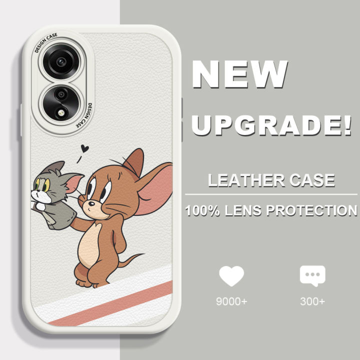 YYDS for OPPO A18 A38 Back Cover Cute Jerry Tom PU Leather Phone Case Ultra Thin Soft Drop ...