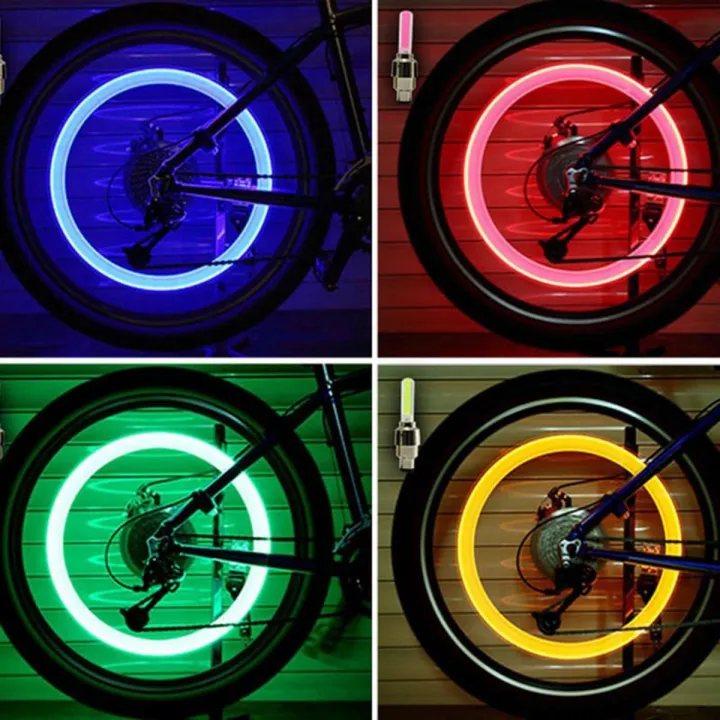 2 Pcs Bicycle LED Light / Bike Tire Valve Lights / Bicycle Flash Light ...