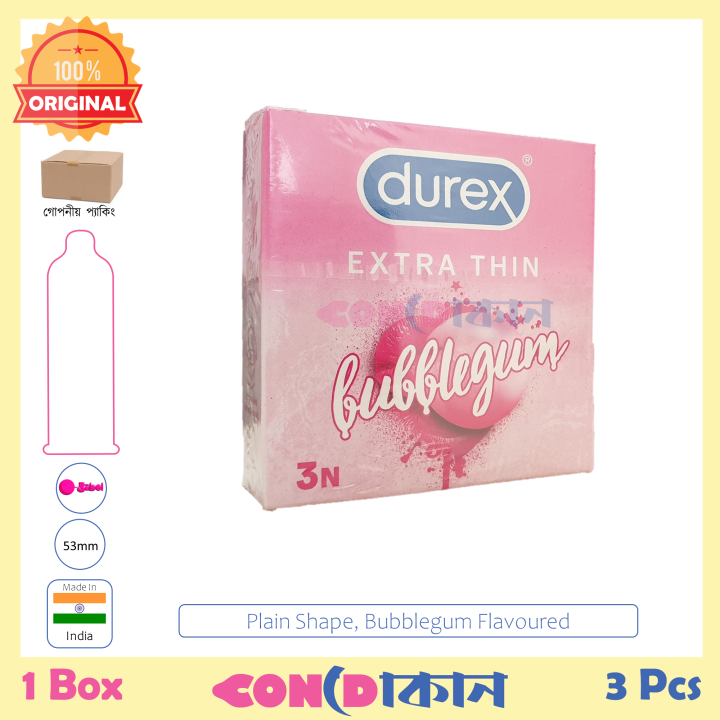 Durex Extra Thin Bubblegum Condom 1 Box (3 Pcs) Indian | Daraz.com.bd