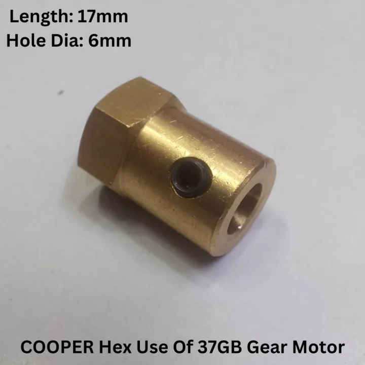 17mm Length COOPER Hex Motor Shaft Coupling 6mm Brass Hex Coupler 17mm ...