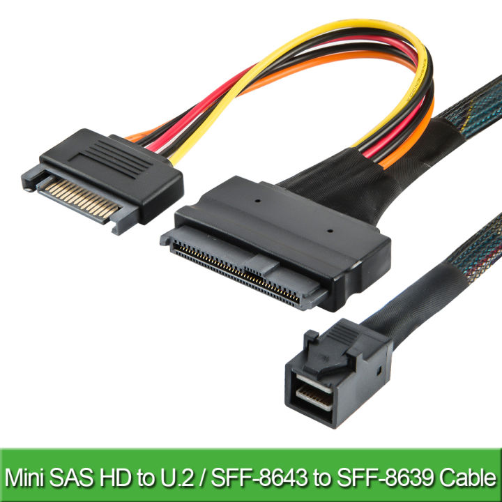 Internal Mini SAS SFF-8643 to U.2 SFF-8639 NVMe SSD Cable with 15 pin ...