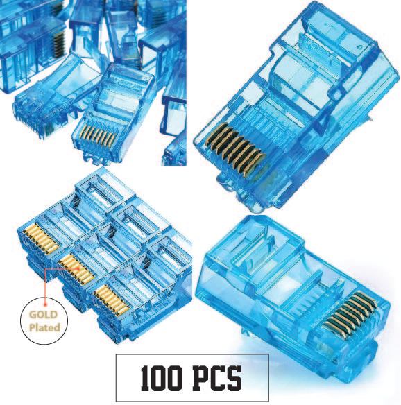 RJ45 Connector 100 PCS CAT5E CAT6 Plug RJ45 Connector Network Cable ...