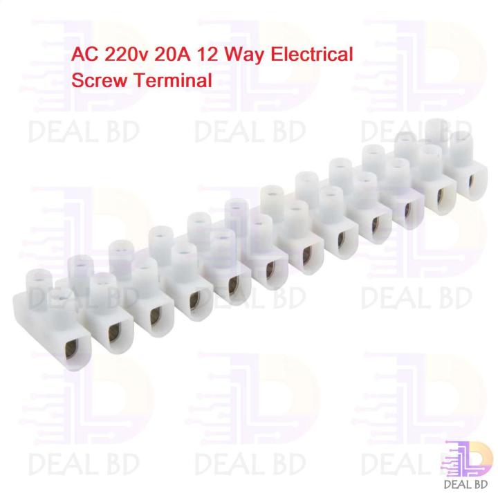 Heavy Duty AC 220v 20A 12 Way Electrical Screw Terminal Connector PVC ...