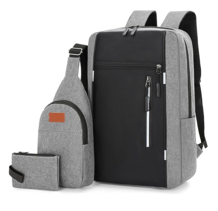 3 Pics Bag Combo Bag Pack (Ash+Black ) | Daraz.com.bd