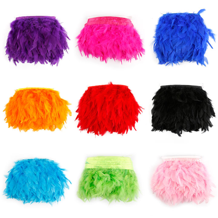 【COOL】 1m/strip Feather Lace Piece Cloth Lace Feather Crafts Feather ...