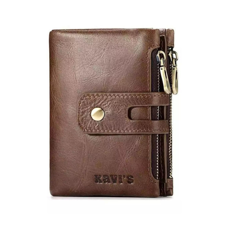 Kavis 99.99% Leather Rfid Wallet Men Crazy Horse Wallets Coin Purse ...
