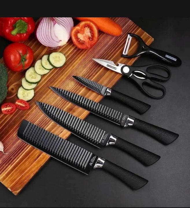 Stainless Steel Kitchen knife (Black) -6 Pcs Set | Daraz.com.bd