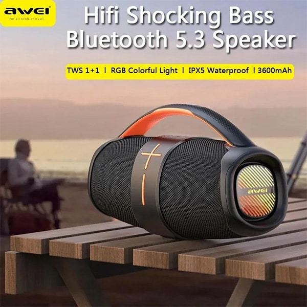 Awei Y887 Wireless Bluetooth Speaker 20W Portable Subwoofer Support 3D Surround Sound TWS Series ...