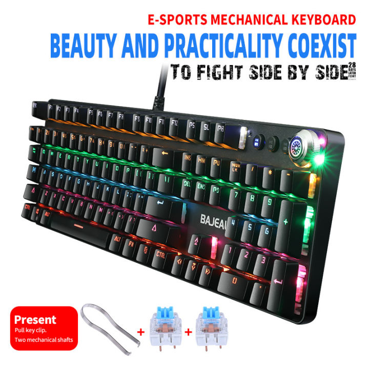 104-key USB Wired Gaming Mechanical Ultra-thin PC Keyboard RGB Luminous ...