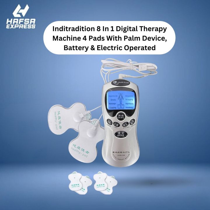Inditradition 8 In 1 Digital Therapy Machine 4 Pads With Palm Device, Battery & Electric ...