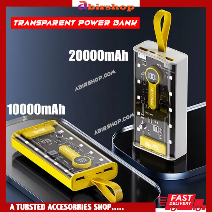 Transparent power bank 10000mah/20000mah mini fast charge transparent ...