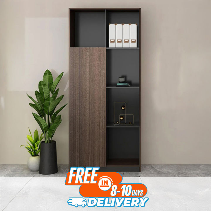 Modern 1 Door Bookcase Open Book Shelf, Industrial Display Storage Rack ...