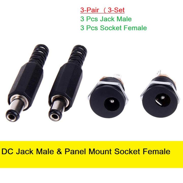 3Pair 5V 12V 24V DC Jack Male & Panel Mount Socket Female DC Power Jack ...