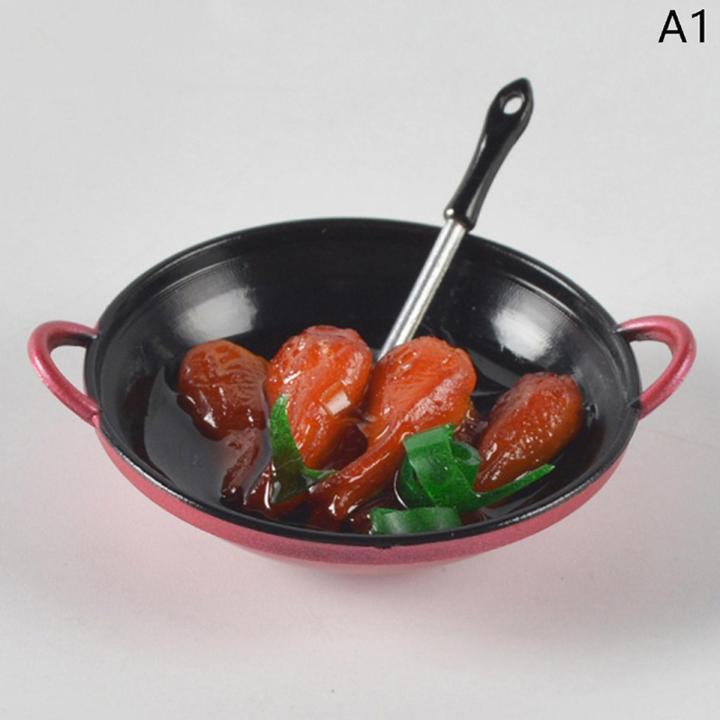 Dollhouse Miniature DIY Accessories Mini Metal Cooking Pot with Food ...