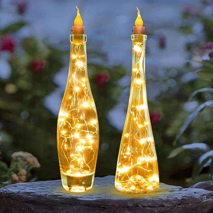 【Atoztide Store】20LED Solar Bottle Cork Shaped LED Copper Light Garlan ...