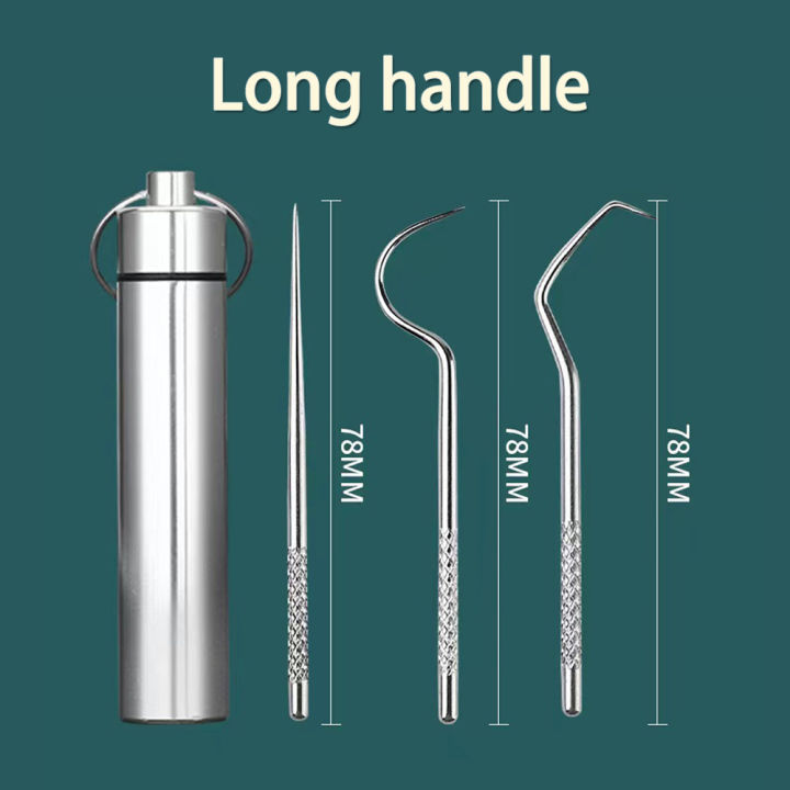 （NEW）3PCS Toothpick Pocket Set, Reusable Stainless Steel Tooth Cleaning ...