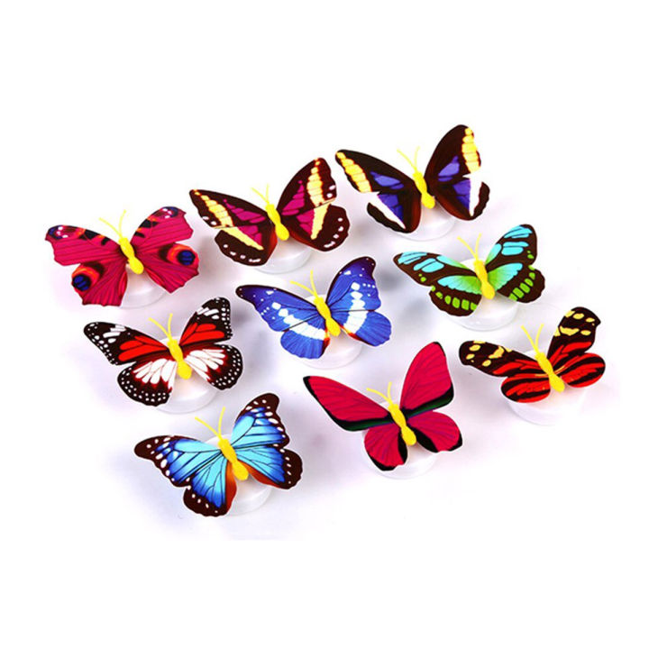 5 PC LED Wall Stickers Colorful Changing Butterfly Glowing Wall Decals ...