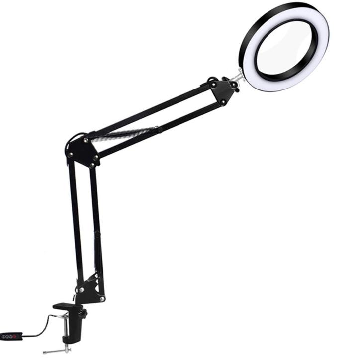 LED Magnifying Lamp with Clamp, 10 Levels Dimmable, 3 Color Modes, 5 ...