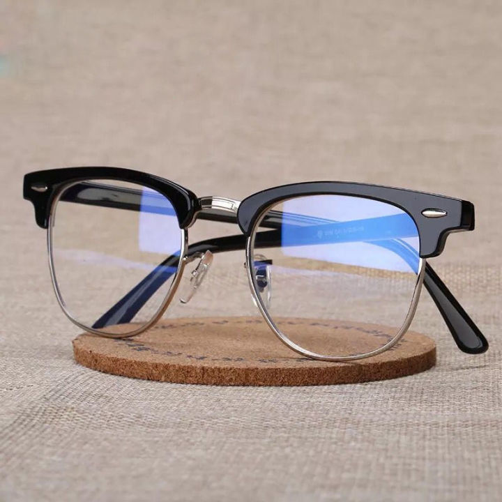 Classic Semi Rimless Anti Radiation Blue Light Blocking Glasses Men ...