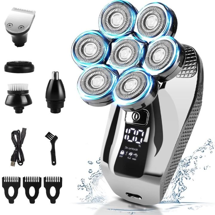 5 in1 Head Shavers for Men 7D, Cordless Bald Head Shaver Wet Dry ...