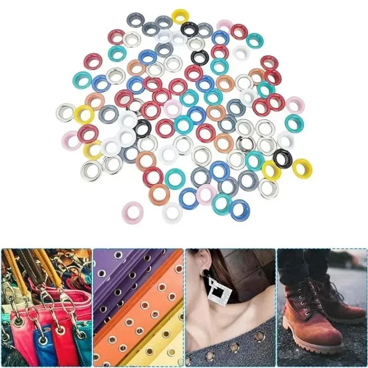 20 Set Outer Diameter 6 mm Metal Eyelets Mixed Colors Round Eyelet ...