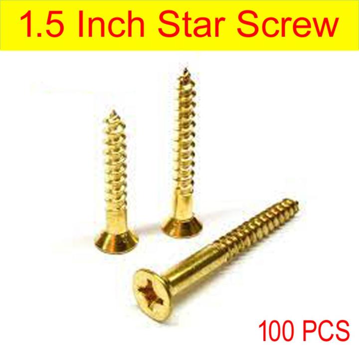 1.5" Brand New MS Hardware Screw Color Gold (100 PCS) Star Screw Sonali ...