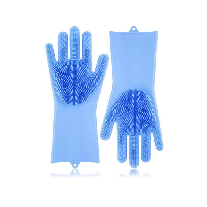 Reusable Multipurpose Magic Silicone Dishwashing Gloves Wash Scrubber ...