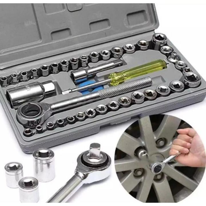 40 in 1 Pcs Tool Kit & Screwdriver and Socket Set Automobile & Bike ...