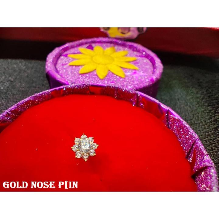 Exclusive Nine Star Design Nose Pin 16-K Carat Nose Pin , Nose Pins For ...