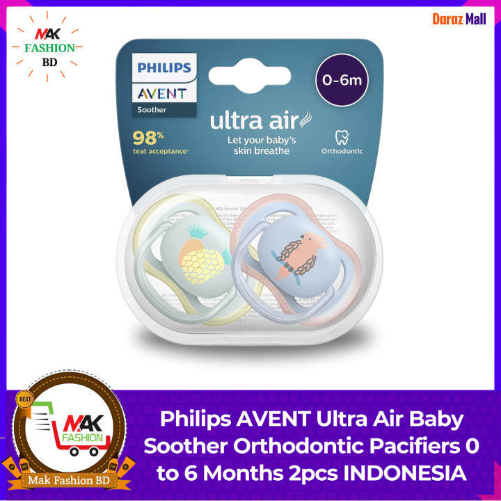 Philips AVENT Ultra Air Baby Soother Orthodontic Pacifiers 0 to 6 ...