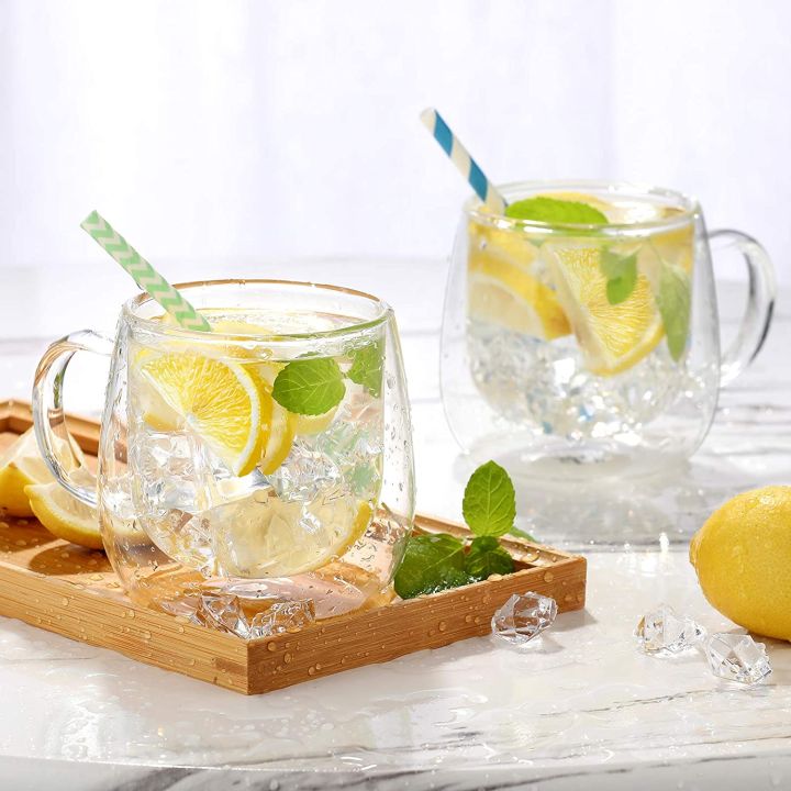 Double Wall Glass Mug High Borosilicate Coffee Cup Heat Resistant Tea Milk Lemon Juice Water Cup ...
